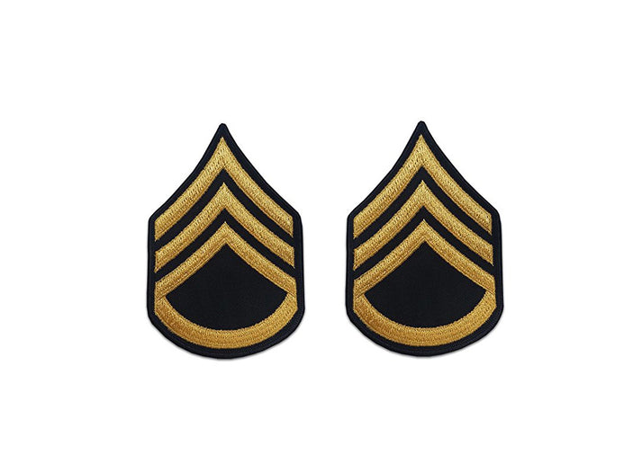 U.S. Army E6 Staff Sergeant Gold on Blue Sew-on - Male (Large) (pair ...