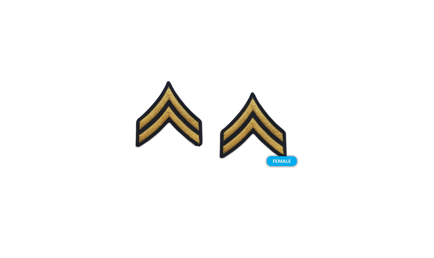 U.S. Army E4 Corporal Gold on Blue Sew-on - Small/Female | Sta-Brite ...