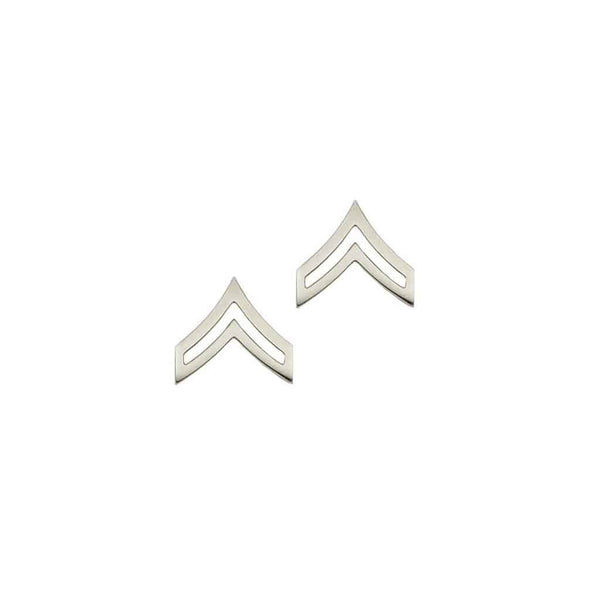 Police Corporal Sta-Brite Nickel Rank Pin Tall 13/16" Pair
